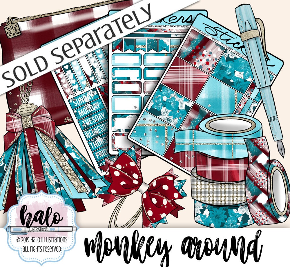 Winter Clip Art Sock Monkey Planner Clipart Farmhouse Hand Drawn ...
