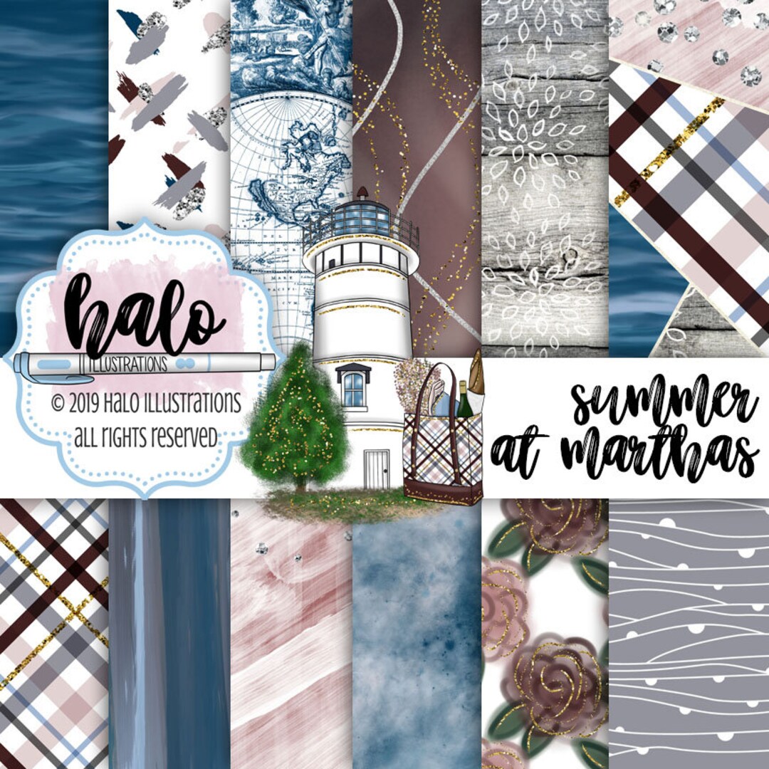 Martha's Vineyard Nautical Digital Paper Beach Digital - Etsy