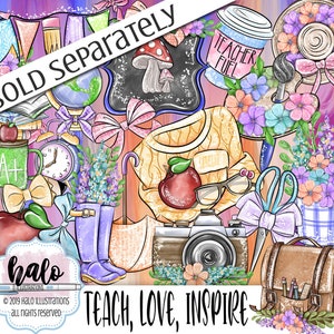 Teach Love Inspire Digital Paper Teacher Paper Pack School - Etsy