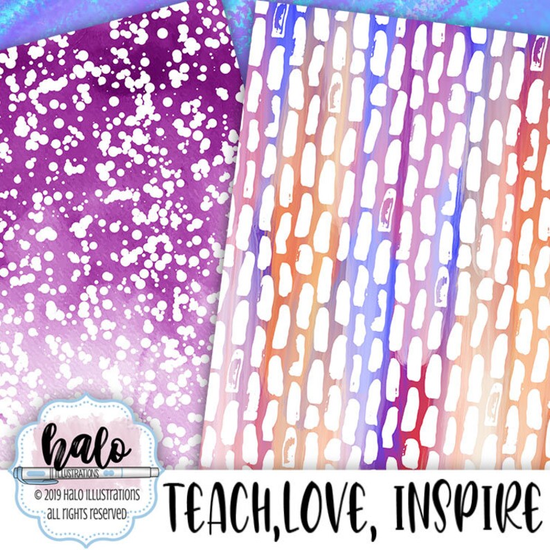 Teach Love Inspire Digital Paper Teacher Paper Pack School - Etsy