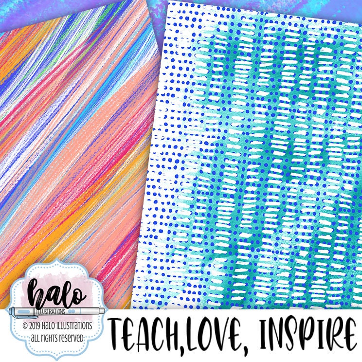 Teach Love Inspire Digital Paper Teacher Paper Pack School - Etsy