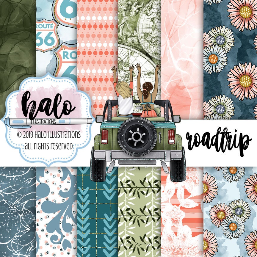 Summer Digital Paper, Vacation Paper, Travel Digital Paper, Planner ...
