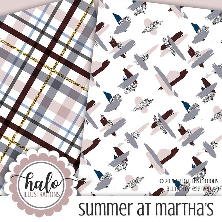 Martha's Vineyard Nautical Digital Paper Beach Digital - Etsy