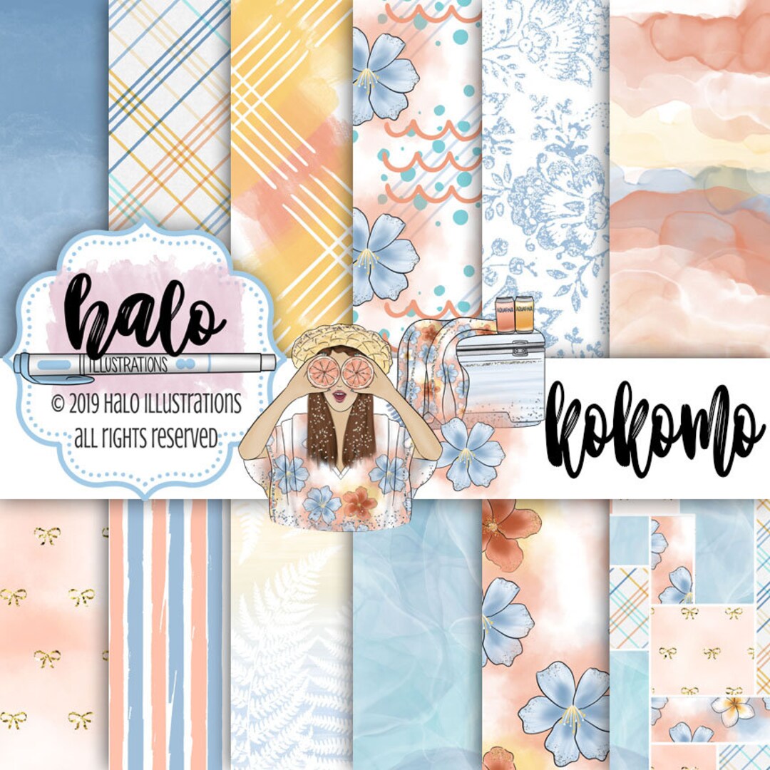 Summer Digital Paper, Beach Digital Paper, Plaid Digital Paper, Floral ...