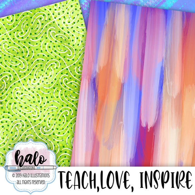 Teach Love Inspire Digital Paper Teacher Paper Pack School - Etsy