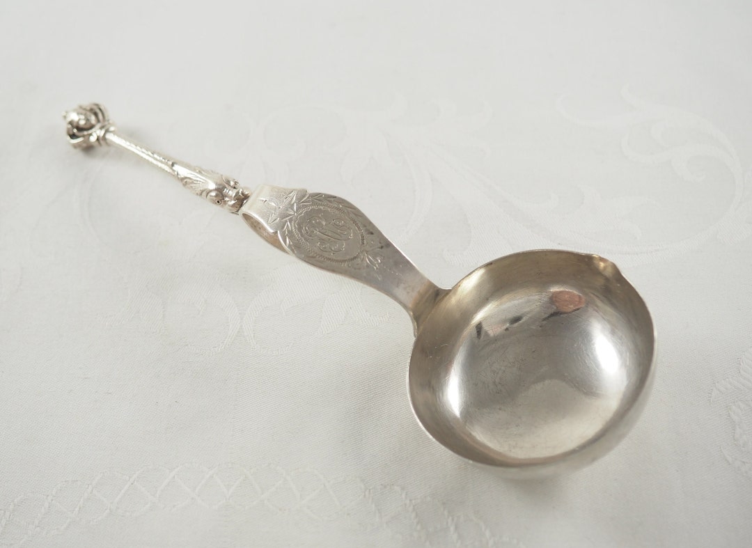 Antique Victorian Period Solid 800 Standard Silver Sauce Ladle, Mask ...