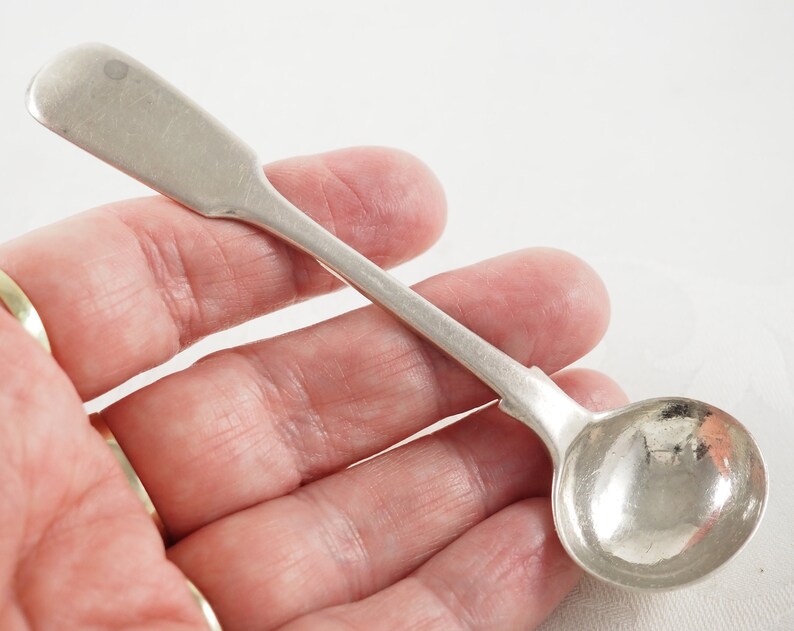 Antique Victorian Solid Silver Victorian Mustard Spoon, Queens Pattern ...