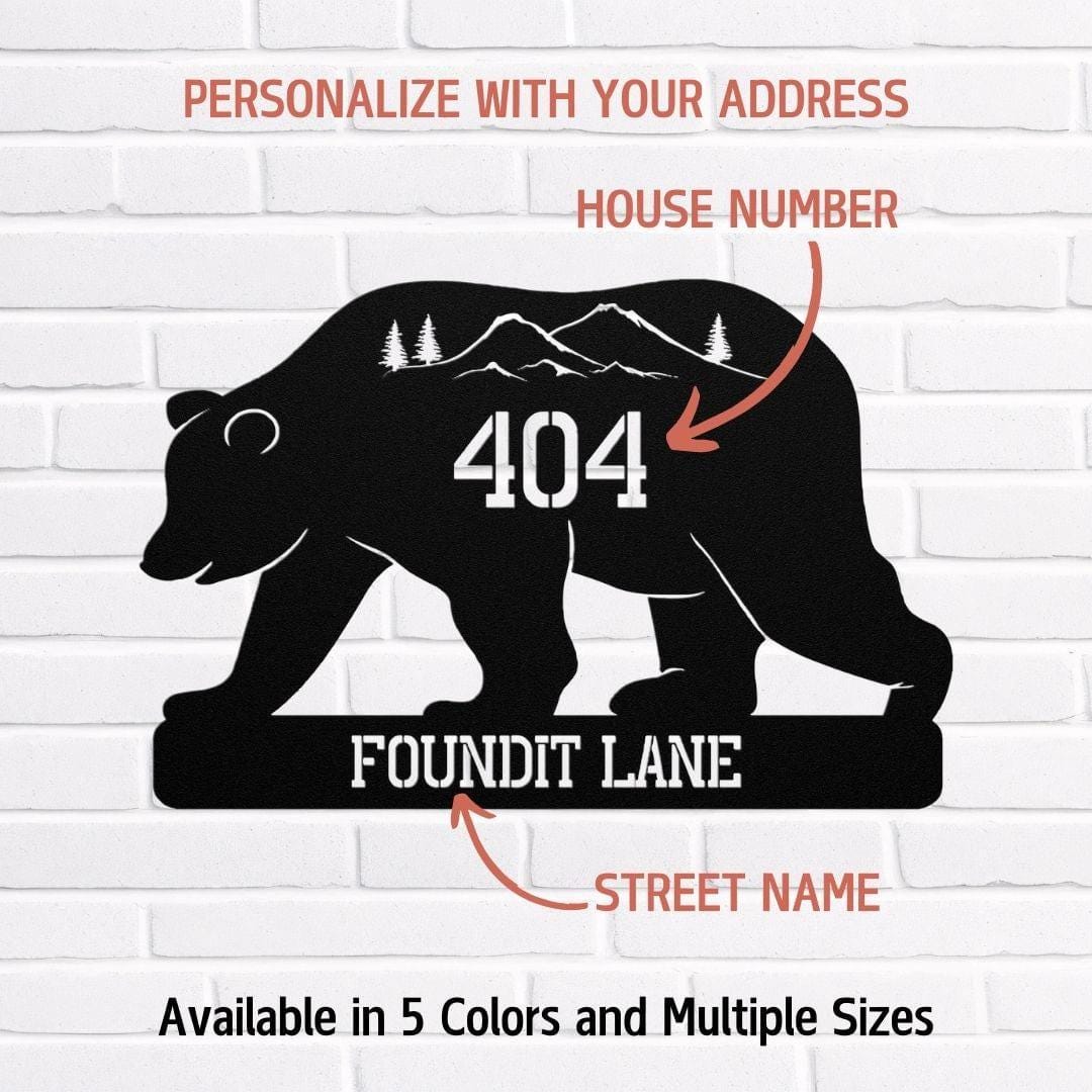 Address Sign Bear Address Sign Custom Personalized Address Outdoor ...