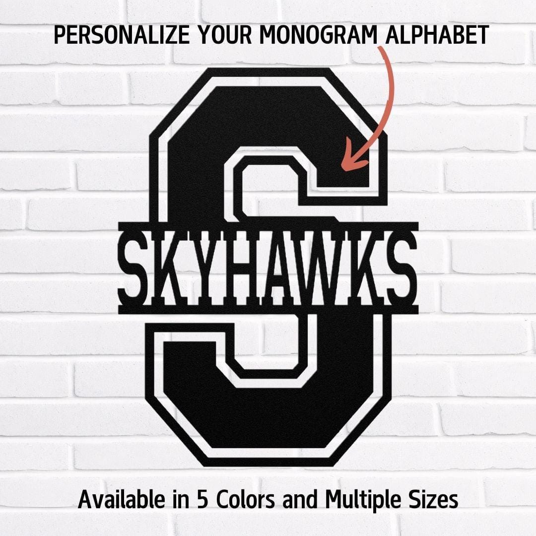 Custom Varsity Monogram Metal Art - Personalized Wall Sign for Home ...