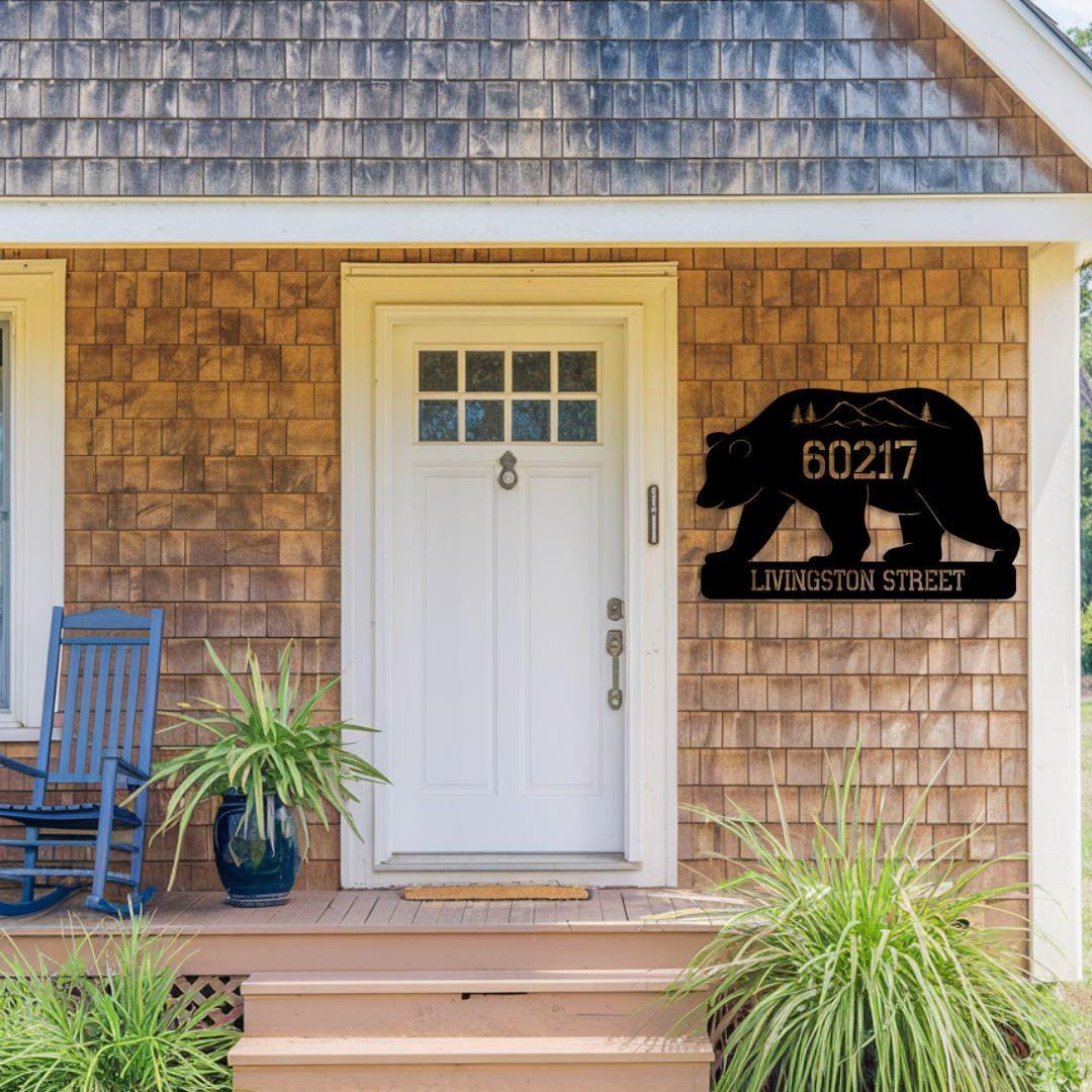 Address Sign Bear Address Sign Custom Personalized Address Outdoor ...