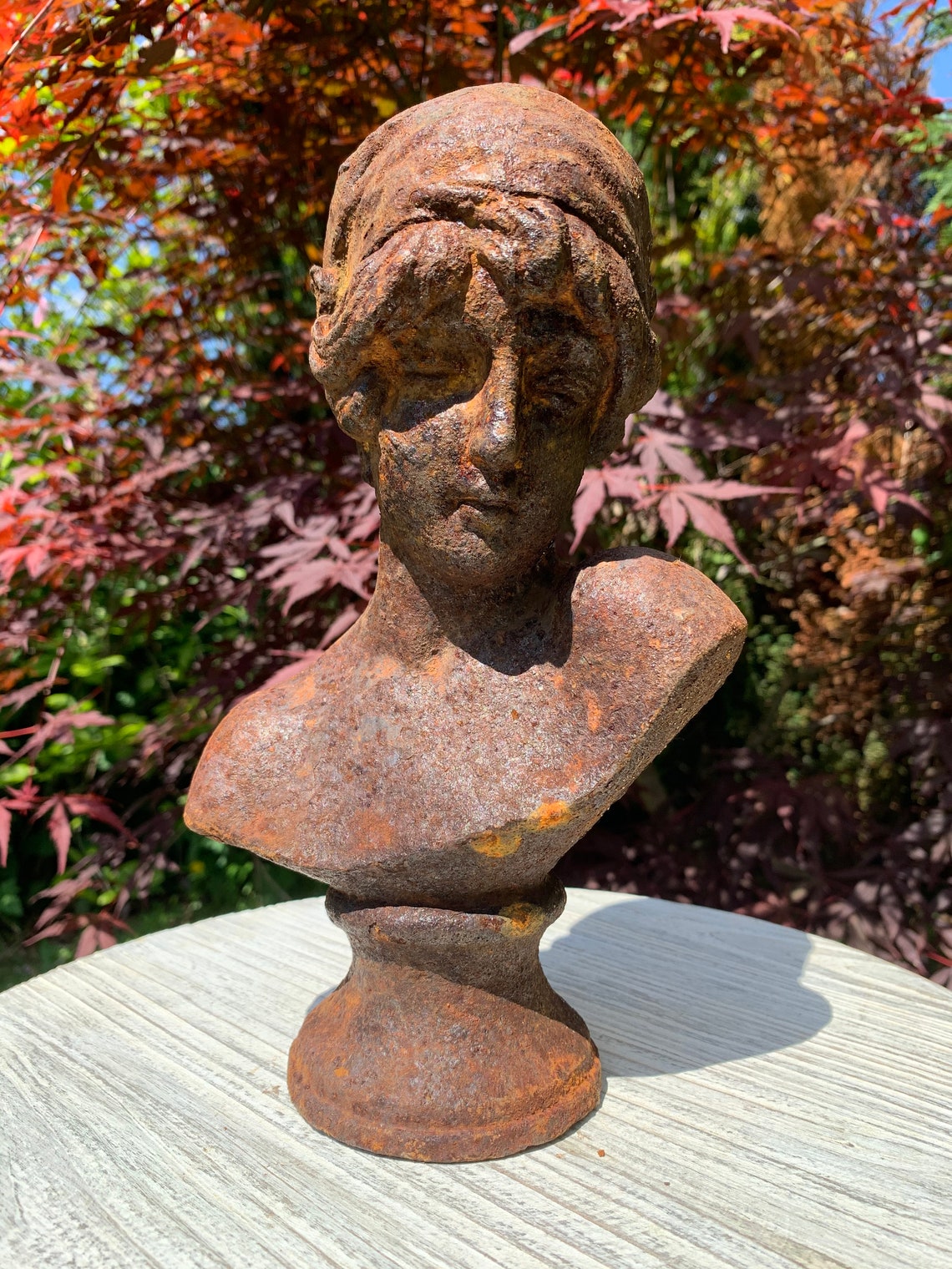 Classic Cast Iron Bust Garden Statue Ornament Garden & | Etsy