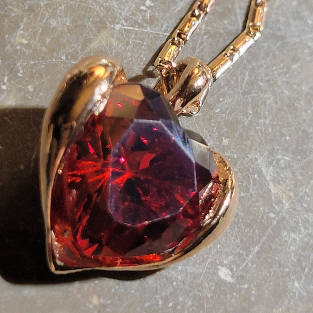 Glimmering Scarlet Shift Heart Andara Crystal Necklace Elegant Heart - Etsy