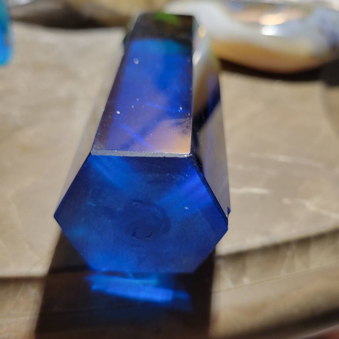 Bi-color Elestial Sapphire/emerald Shift Andara Crystal Tower 186 Grams ...