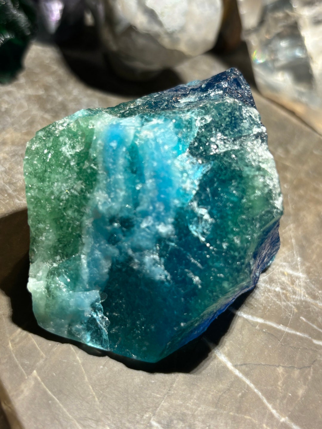 Icy Tri-color Electric Blue/aqua Serenity/celestial Mint Andara Crystal ...