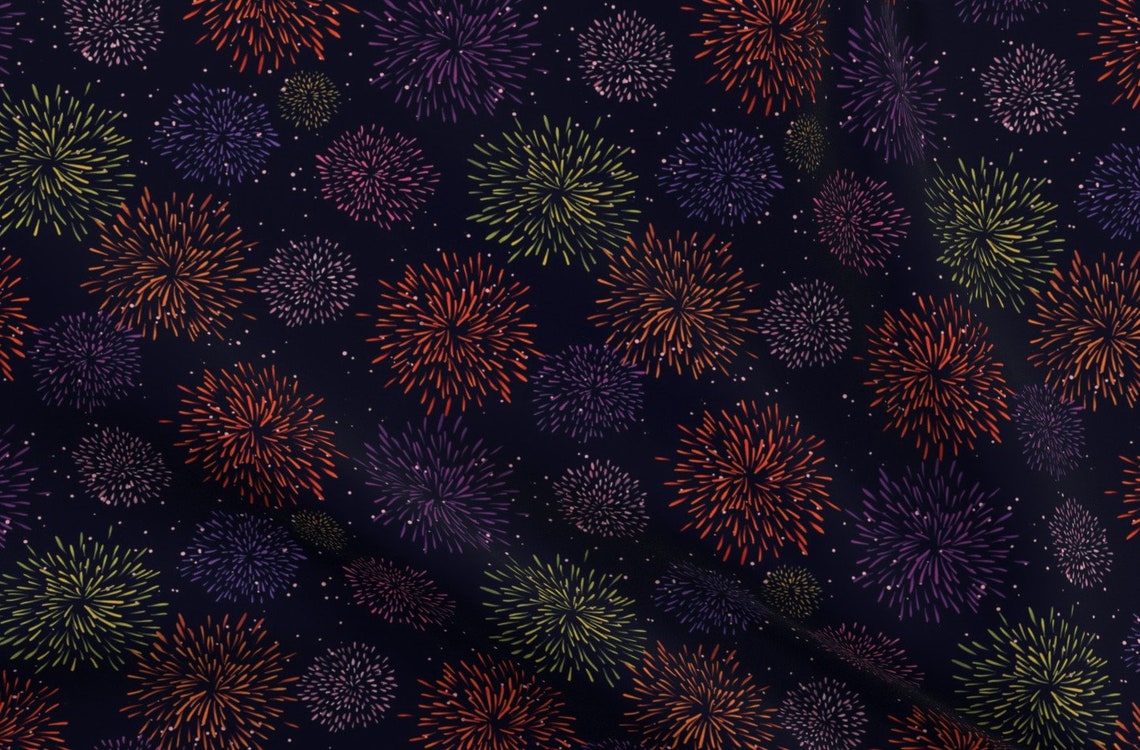 Firework Fabric Fireworks in Bloom by Ceciliamok Fireworks | Etsy