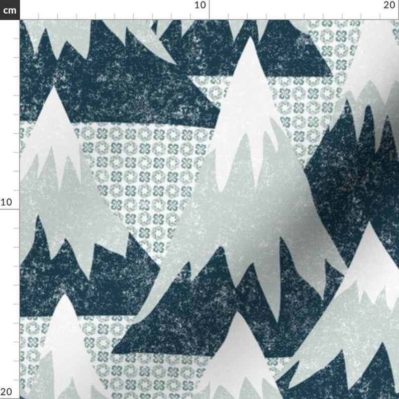Snowy Alpine Mountains Fabric Slopes By Vo_Aka_Virginiao | Etsy