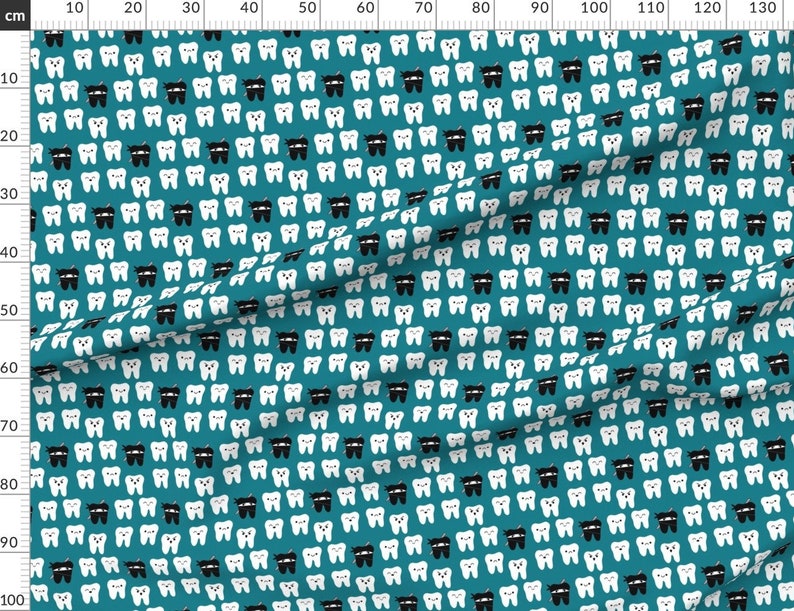 Tooth Fabric Way of the Ninja Tooth Teal by Clayvision | Etsy