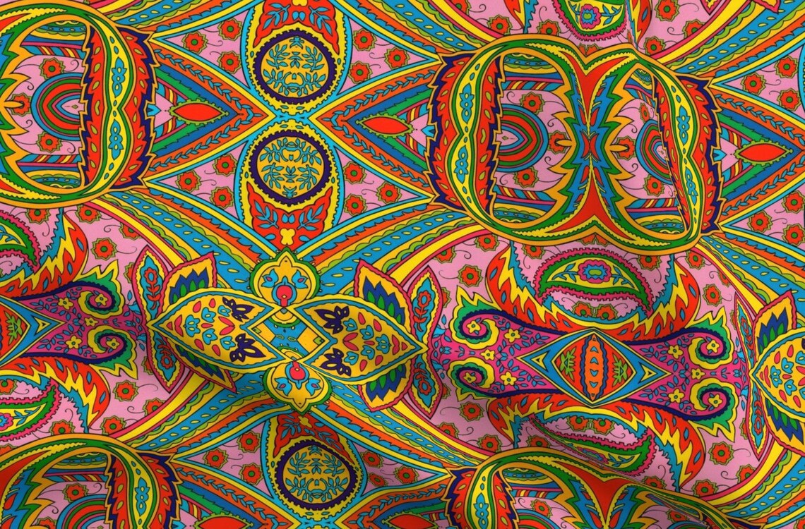 Paisley Pop Fabric Here Again By Whimzwhirled Summer | Etsy