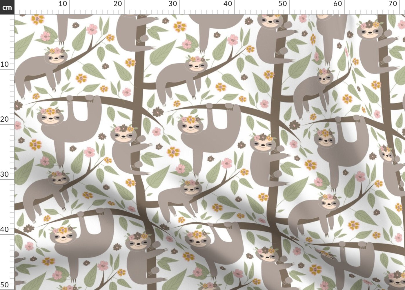 Pastel Sloths Fabric Sloths Hanging On The Trees By Inotra | Etsy