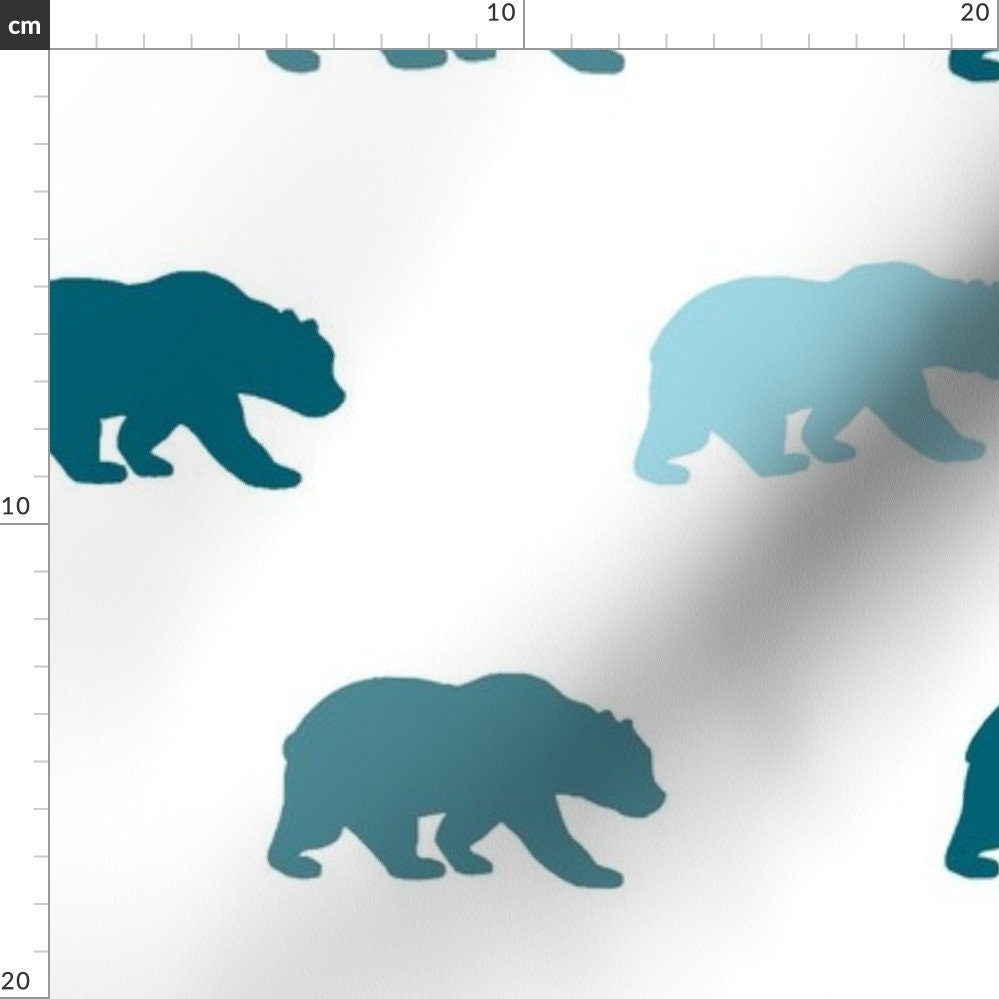 Teal Bears Fabric Bears Teal On White Winslow Wood Baby | Etsy