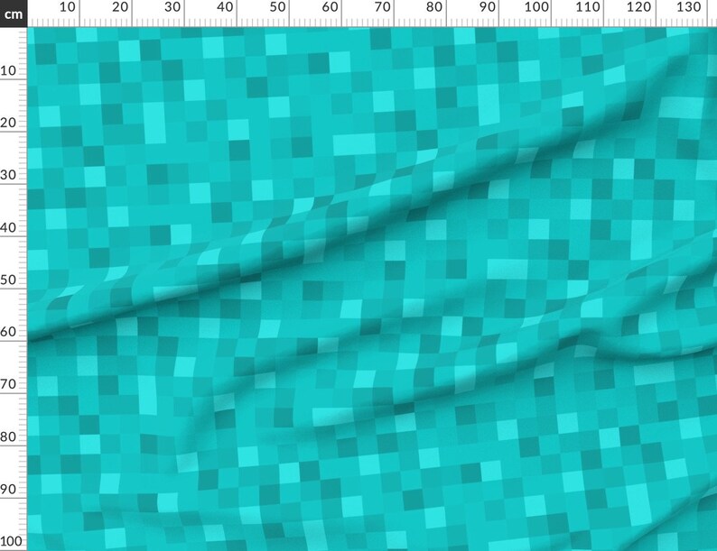 Pixels Fabric Turquoise Pixel Blocks by Joyfulrose Teal | Etsy