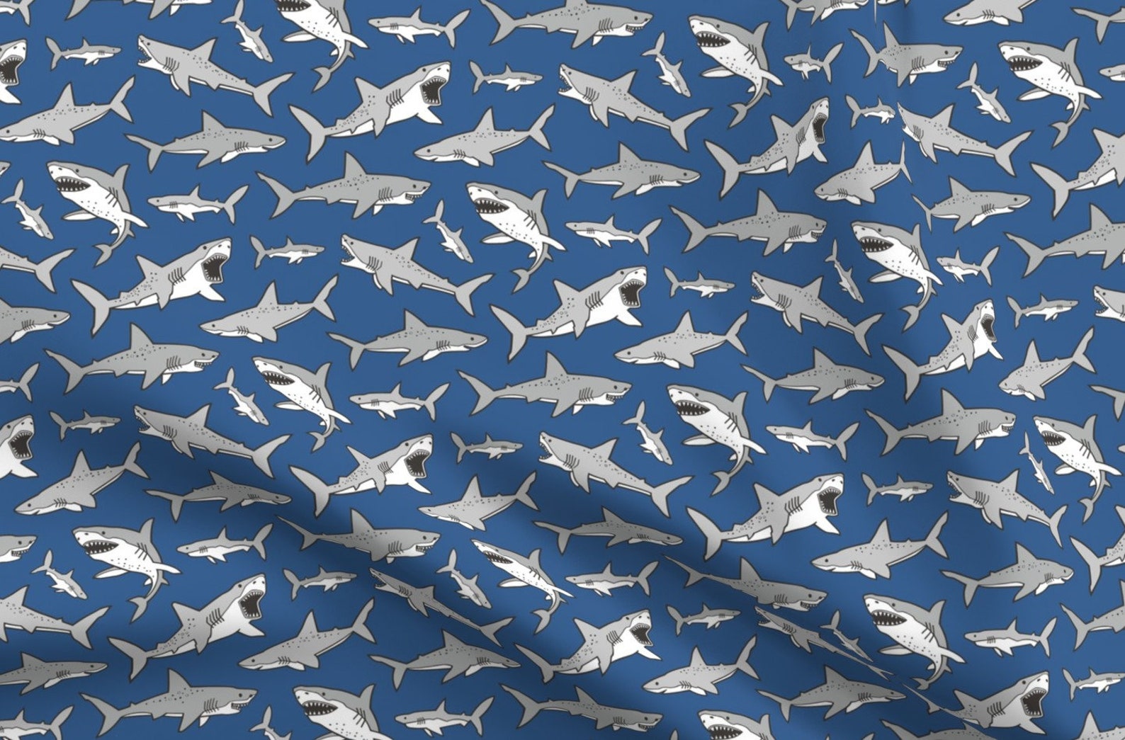 Nautical Baby Boy Nursery Shark Fabric Sharks Grey On Navy | Etsy