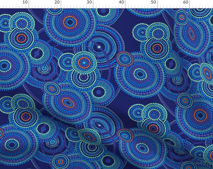 Abstract Circles Fabric Dreamtime the Reef by Elramsay Pointillism ...