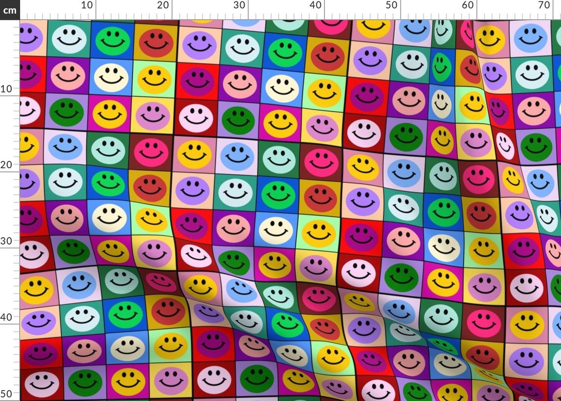 Smiley Faces Fabric Colorful Smiley Face Squares by | Etsy UK