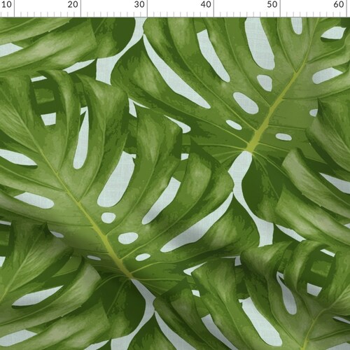 Monstera Fabric Painted Plant Palms Botanical Tropical - Etsy