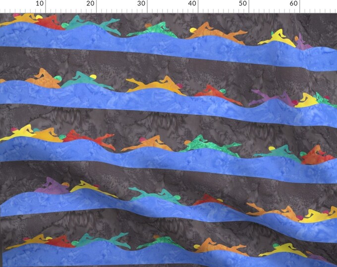 Batik Fabric Swimmers Dark Grey by Jvclawrence Colorful Summer Swim ...