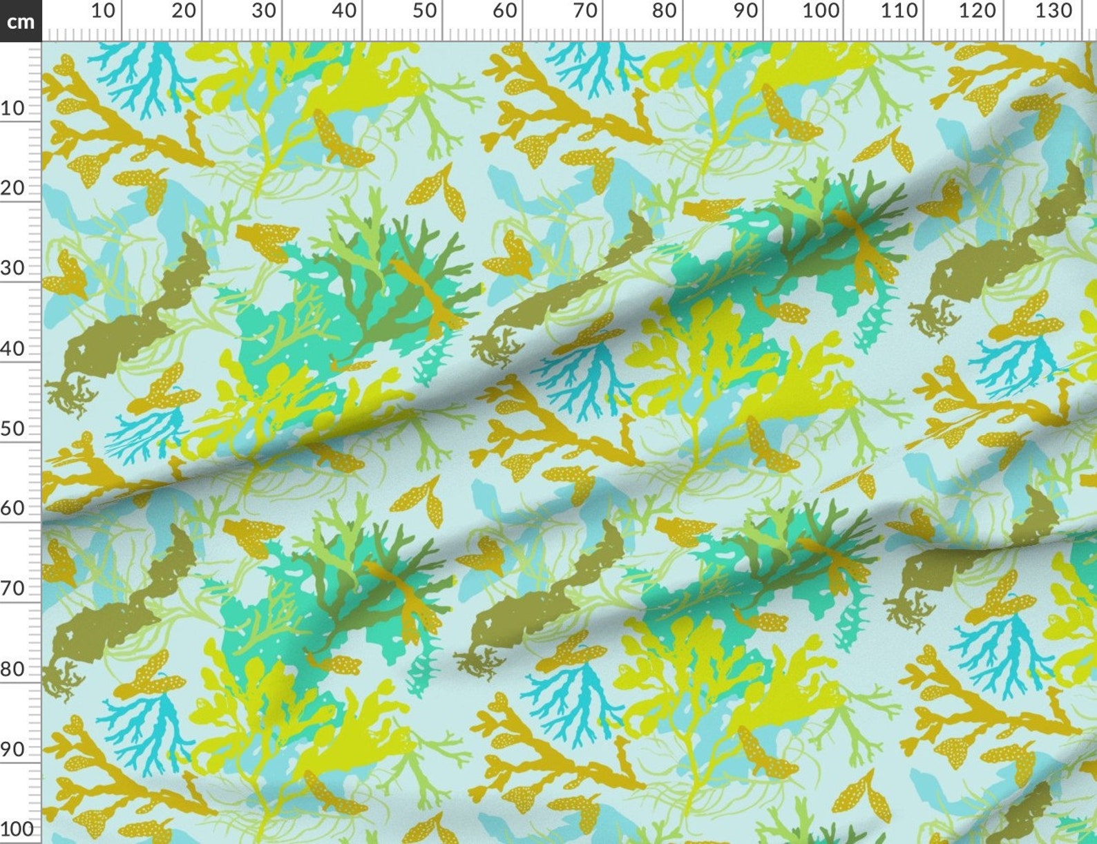 Seaweed Fabric Botanical Beach Seaweed Lotsa Green By | Etsy