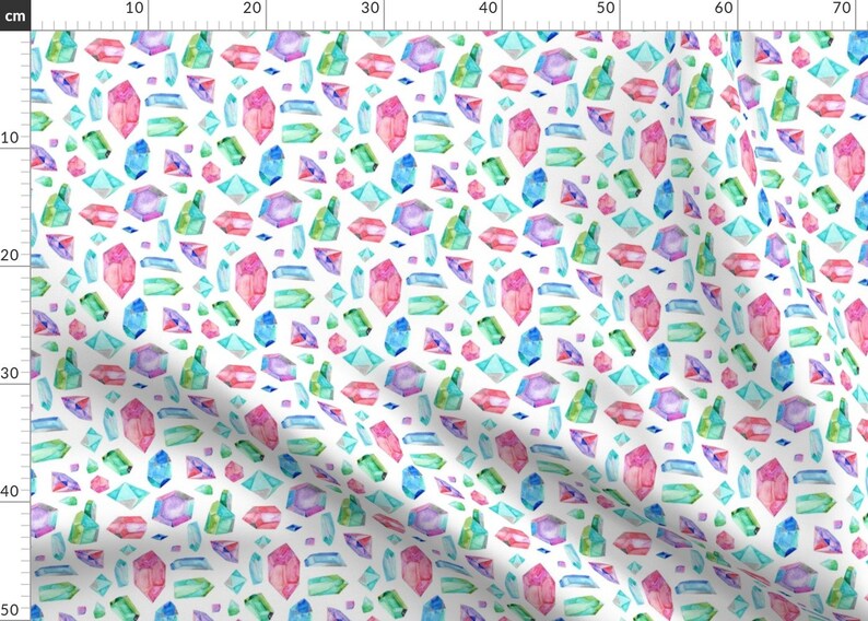 Mod Gems Fabric Watercolour Gems By Emmaallardsmith | Etsy