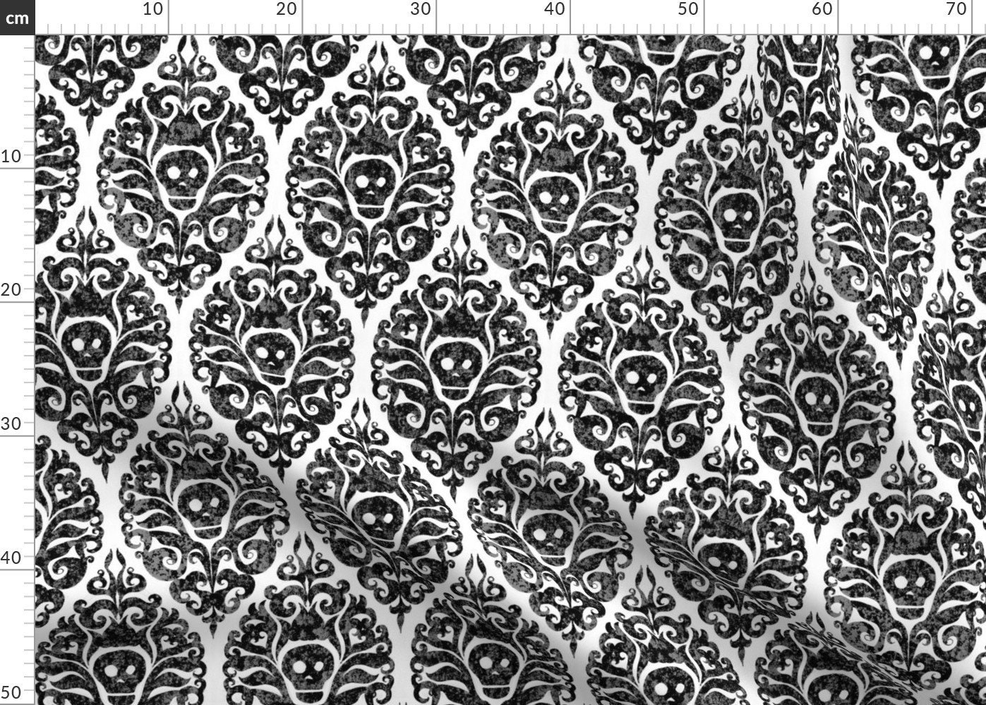 Skull Damask Fabric Spooky Damask Decay By Pattysloniger | Etsy