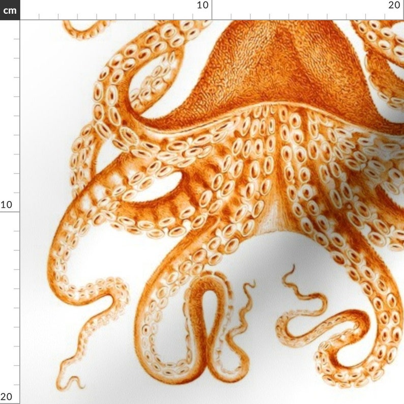 Orange Octopus Fabric Octopus Oasis in Goldfish Orange by | Etsy