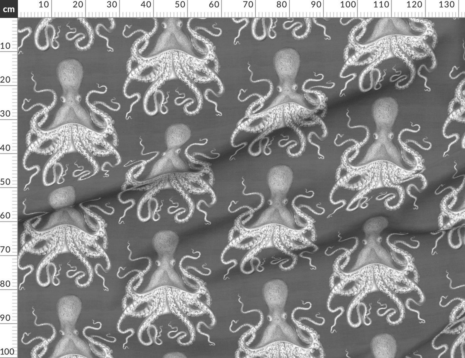 Nautical Fabric Octopus Oasis Gray by willowlanetextiles | Etsy