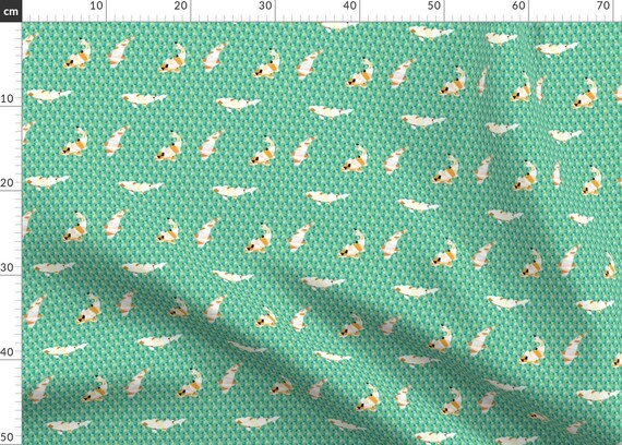 Geometric Koi Fish Fabric Koi and Cubes by Whyaretherethings | Etsy