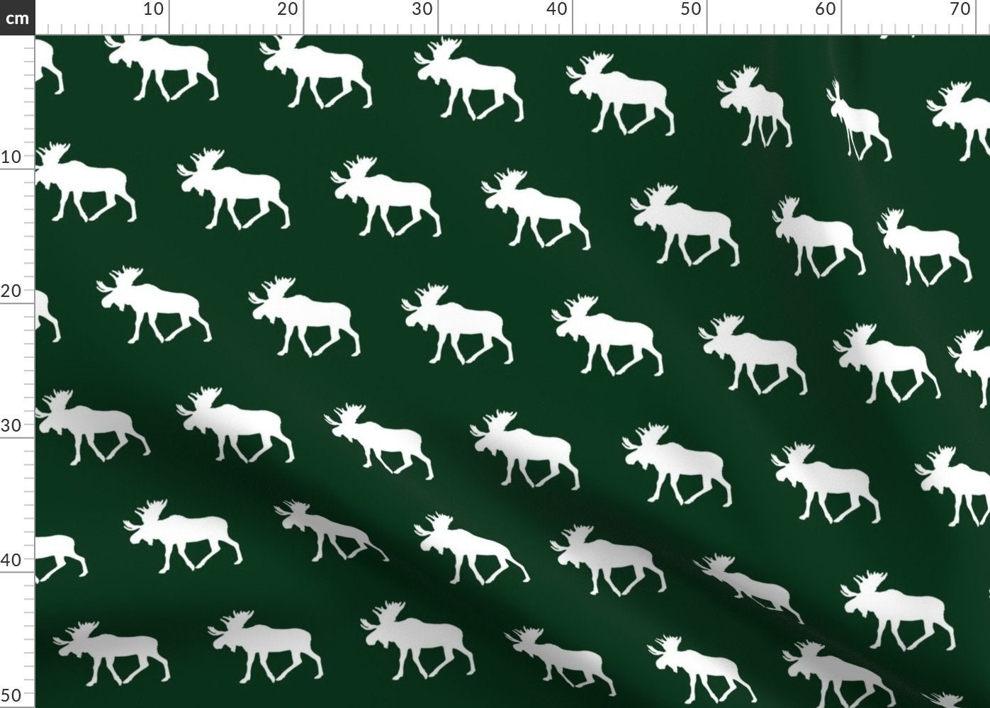 Forest Green Fabric Moose Forest Green Holiday By | Etsy