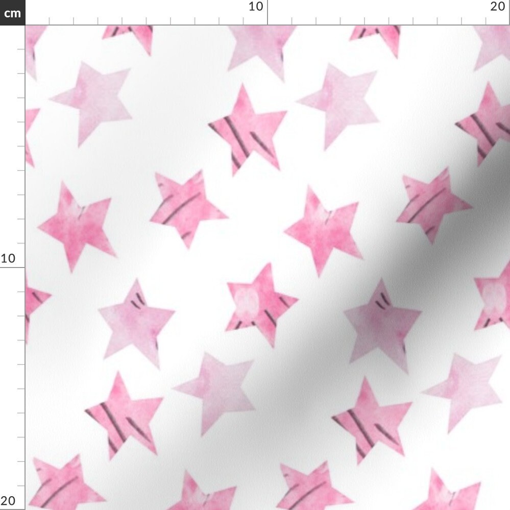 Pink Watercolor Stars Fabric Starry Watercolor Dreams By | Etsy