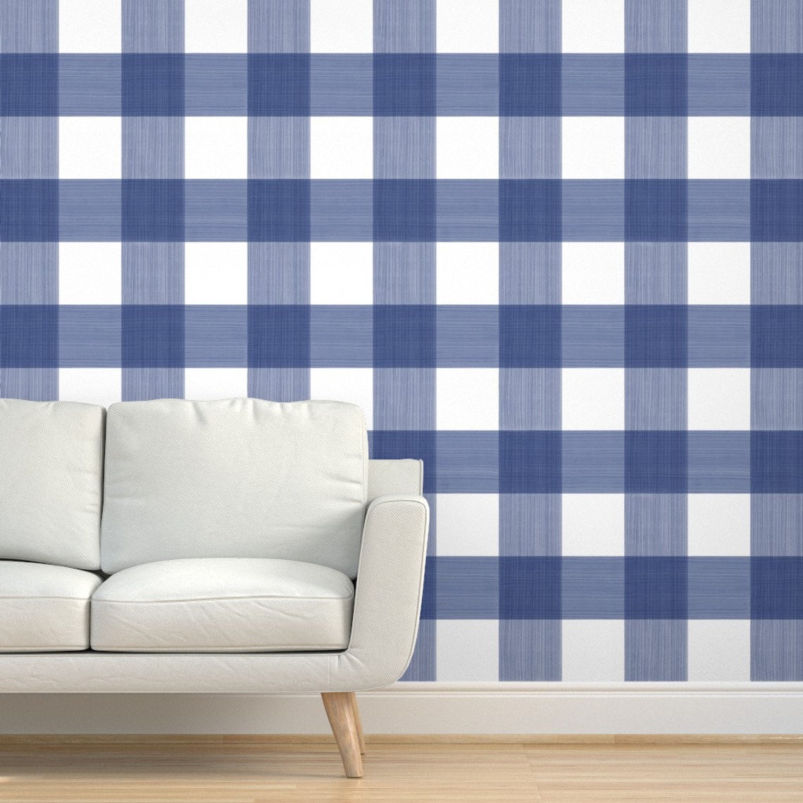 Blue Buffalo Plaid Wallpaper Blue 6 Buffalo Plaid By | Etsy