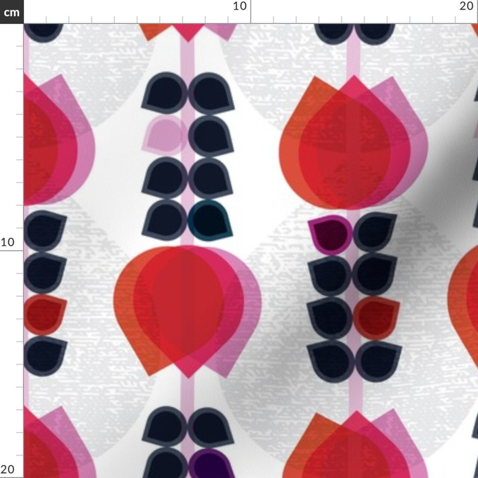 Floral Red Tulips Spring Floral Fabric Geometric Tulips By | Etsy