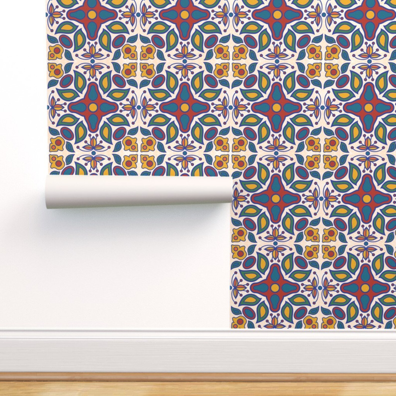 Mexican Tile Wallpaper Mayolica Tile by Wellfleetdesigns | Etsy