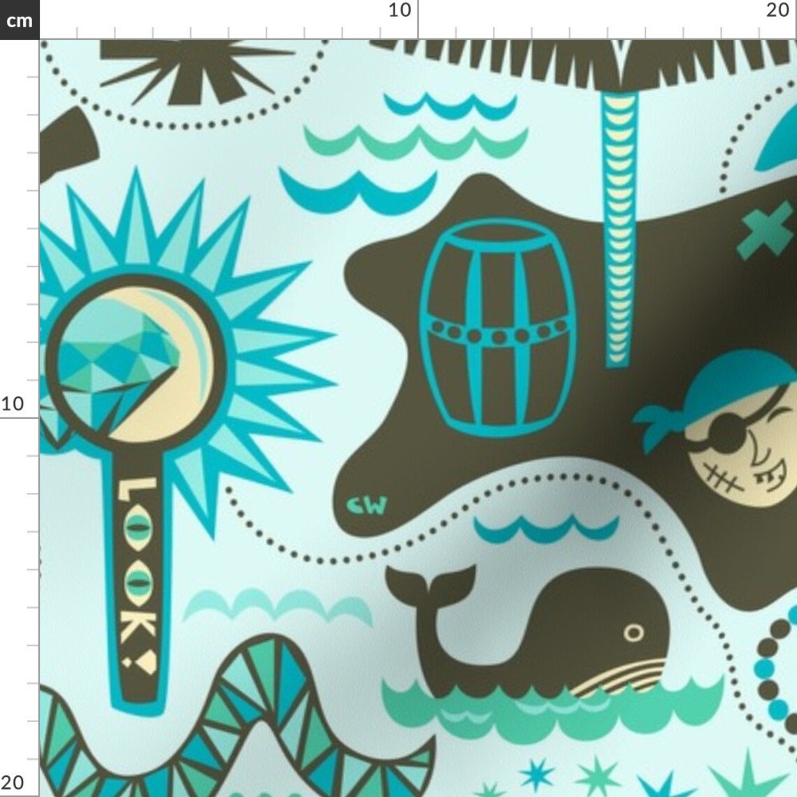 Treasure Map Fabric Treasure Island In Twilight By | Etsy