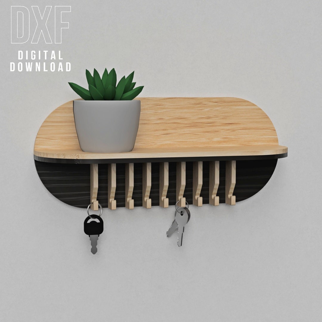 Entryway Key Holder Organizer Oval Laser Cut Files Cnc Router Plans DXF ...