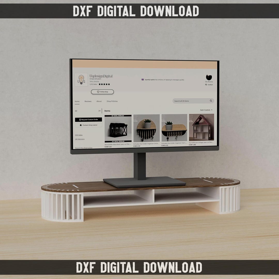 Monitor Stand Riser Shelf Laser Cut Files Cnc Router Plans DXF Project ...