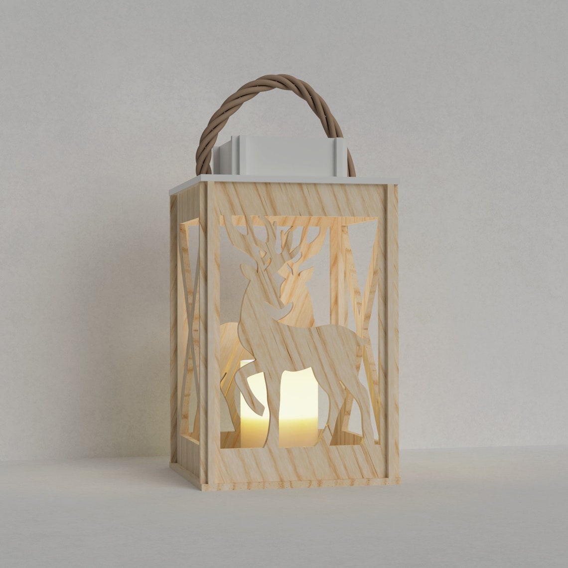 Christmas Reindeer Plywood Lantern Laser Cut Files Cnc Router - Etsy