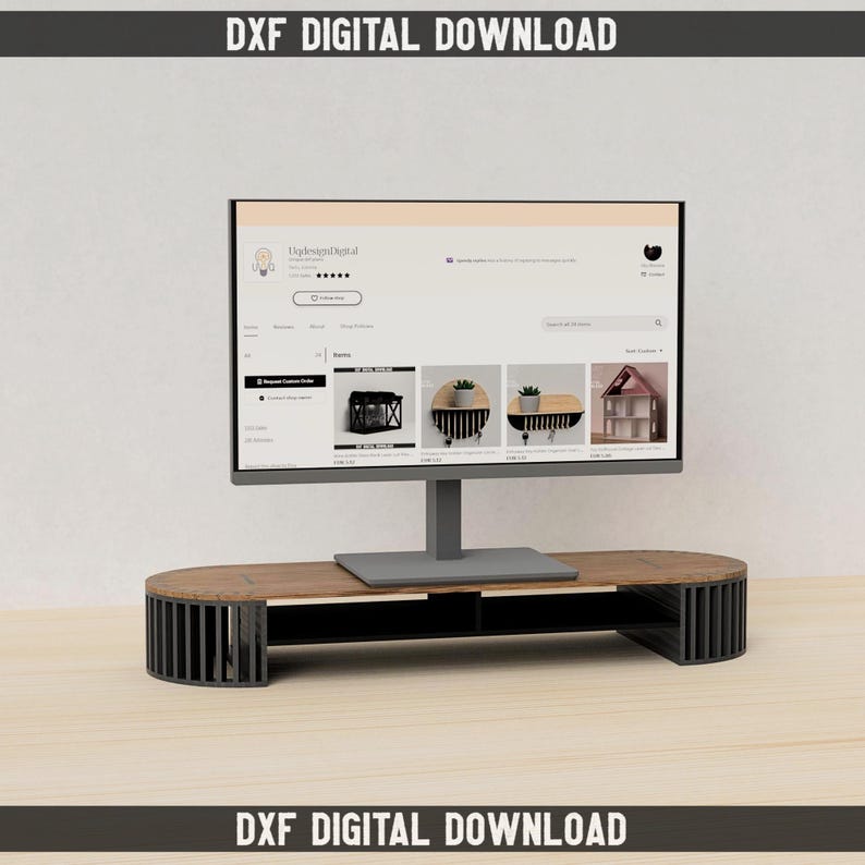 Monitor Stand Riser Shelf Laser Cut Files Cnc Router Plans DXF Project ...