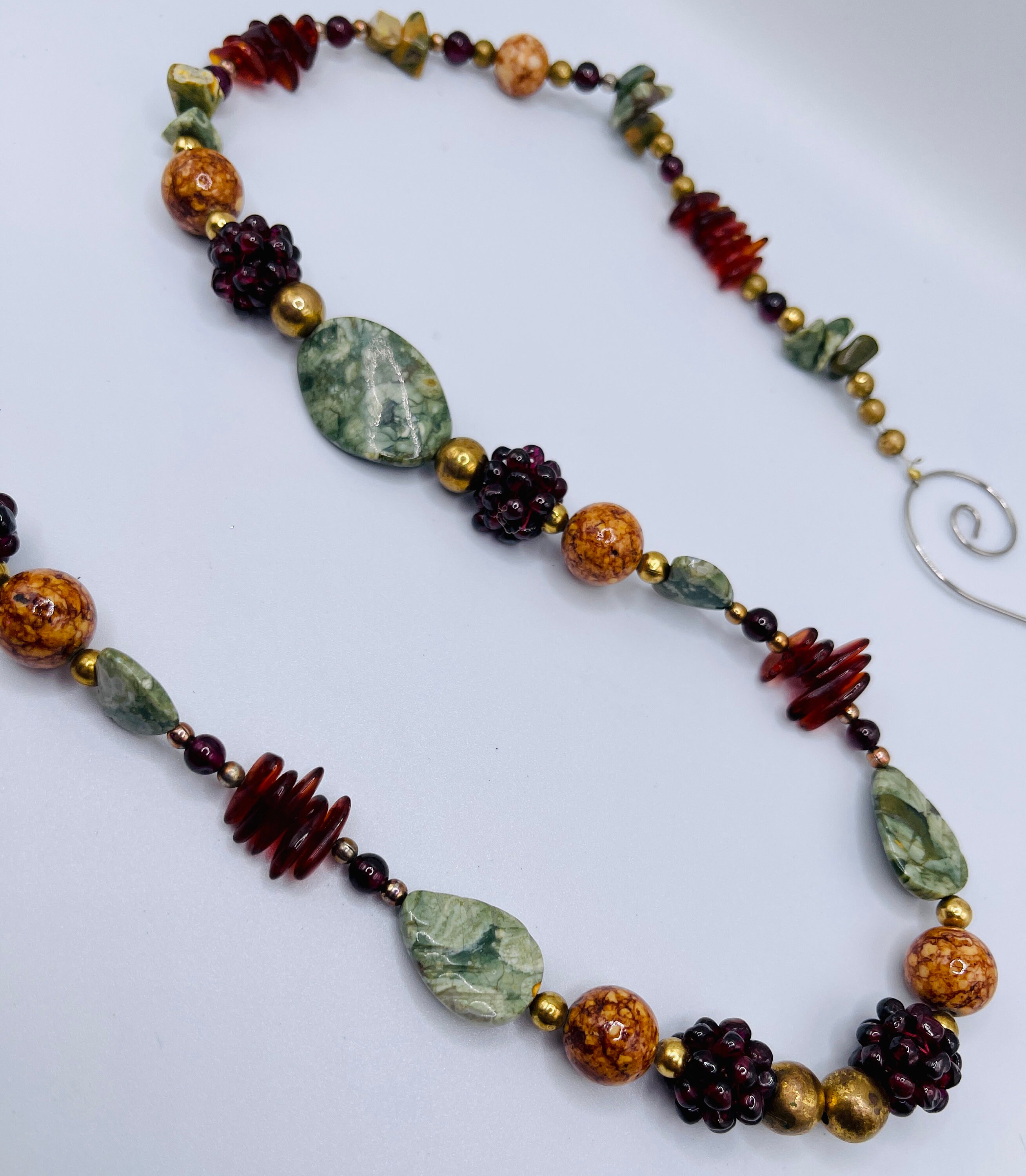 Garnet and Natural Stone Suncatcher String. Beaded Accent Bauble A6 - Etsy