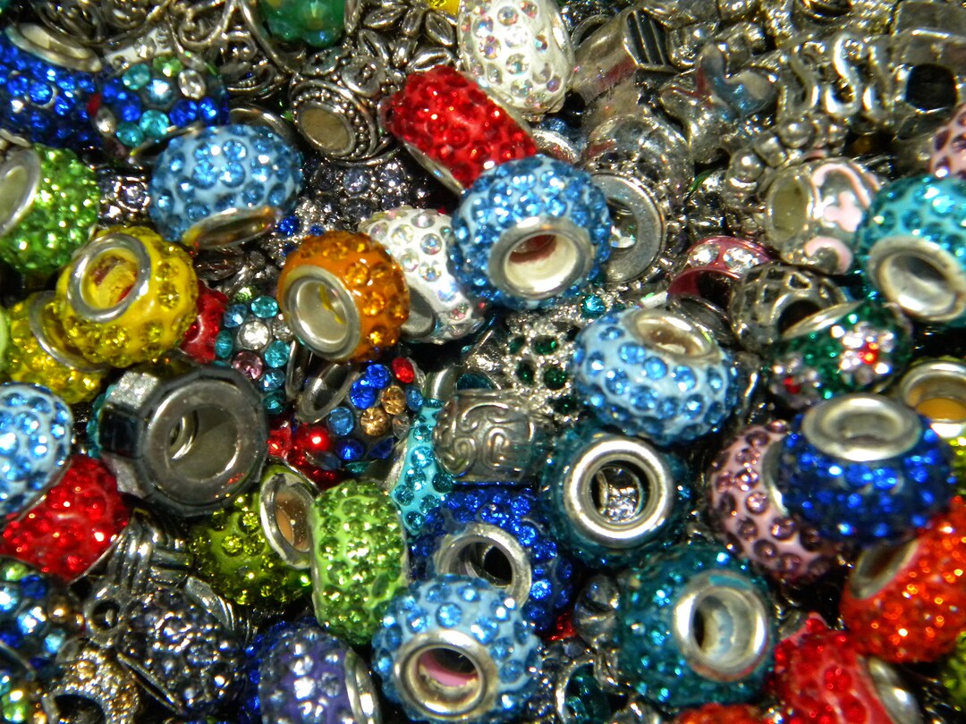 NEW 30/pc Large Hole European 12-14mm METAL & Crystal Beads - Etsy