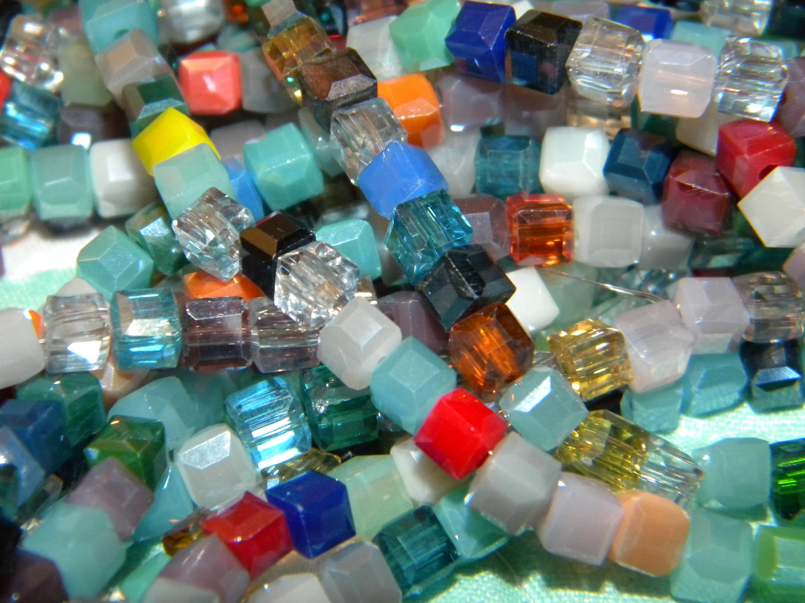 NEW 200/pc Bulk Sale Square Beveled Edge Faceted 4mm Glass Crystal ...