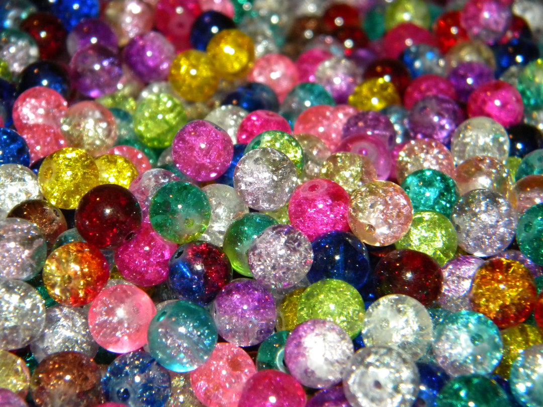 New 100/pc Glass Mixed Round Beads Lot 8mm Ombre Glass Crackle Beads ...